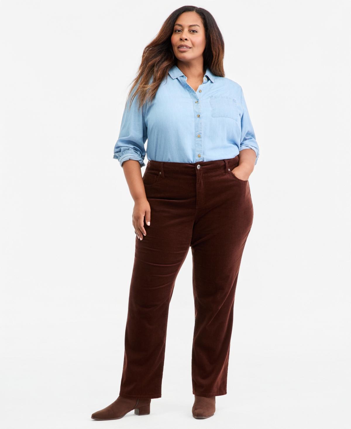 Click here for Style & Co Plus Size High-Rise Straight-Leg Cordur... prices