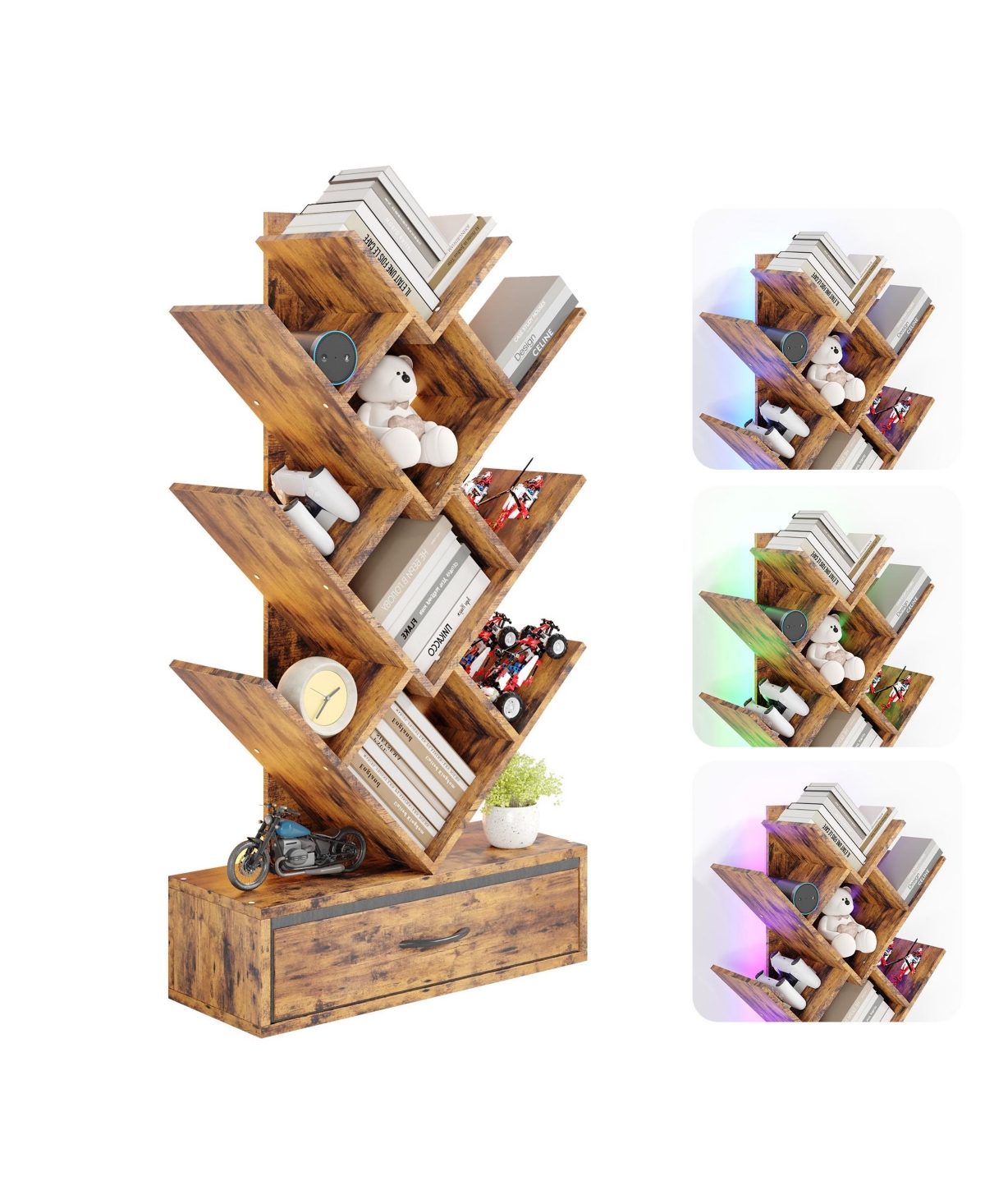Click here for Gaomon Tree Bookshelf with Led Lights  7-Tier Book... prices
