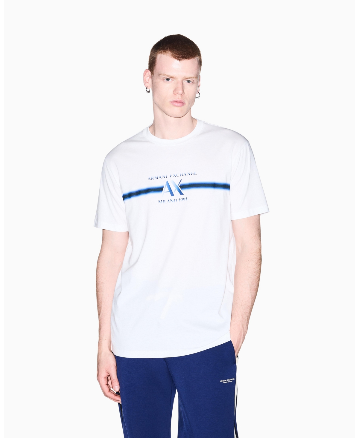 Click here for A|X Armani Exchange Mens Stripe T-Shirt - Off Whit... prices