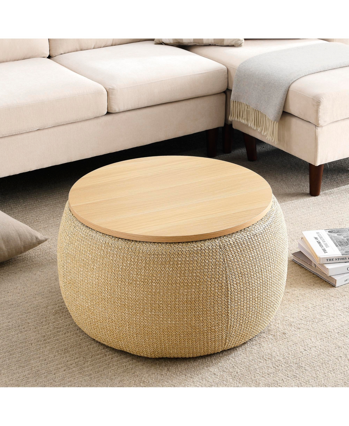 Click here for Rainsken Linen Upholstered Round Storage Ottoman... prices