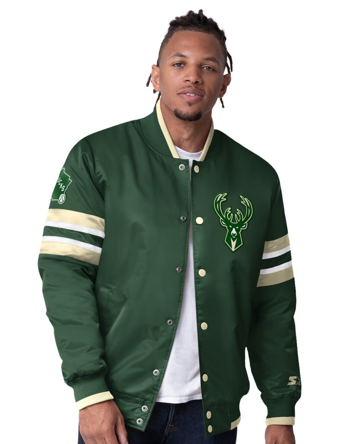 Click here for Starter Mens Hunter Green Milwaukee Bucks Scout Va... prices