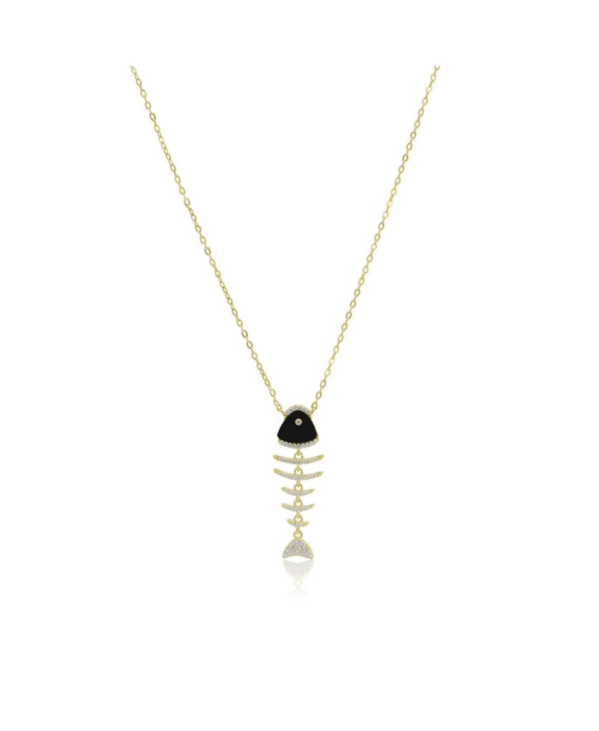 Click here for The Lovery Onyx Fish Necklace 14K Gold-Plated Ster... prices