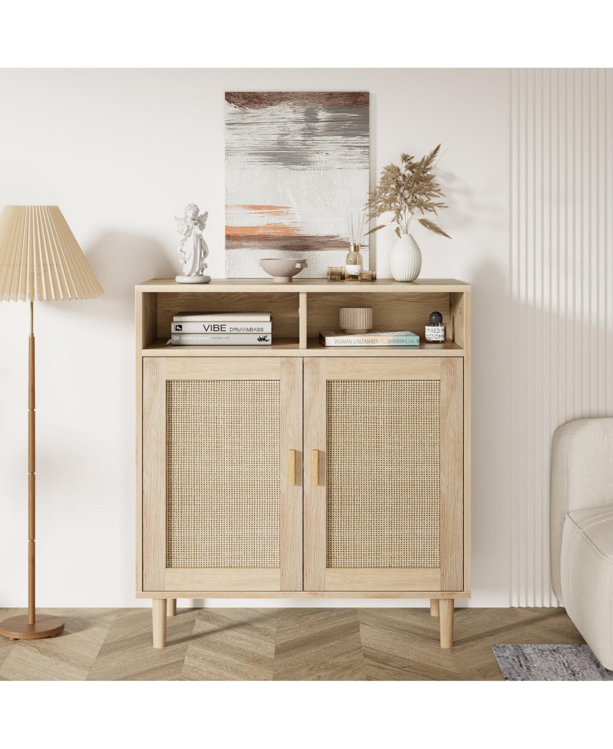 Click here for homfan Modern Rattan Buffet Cabinet 4-Door Sideboa... prices