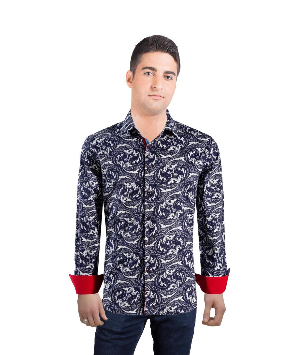 Click here for Elie Balleh Mens Slim Fit Paisley Sport Button-Dow... prices
