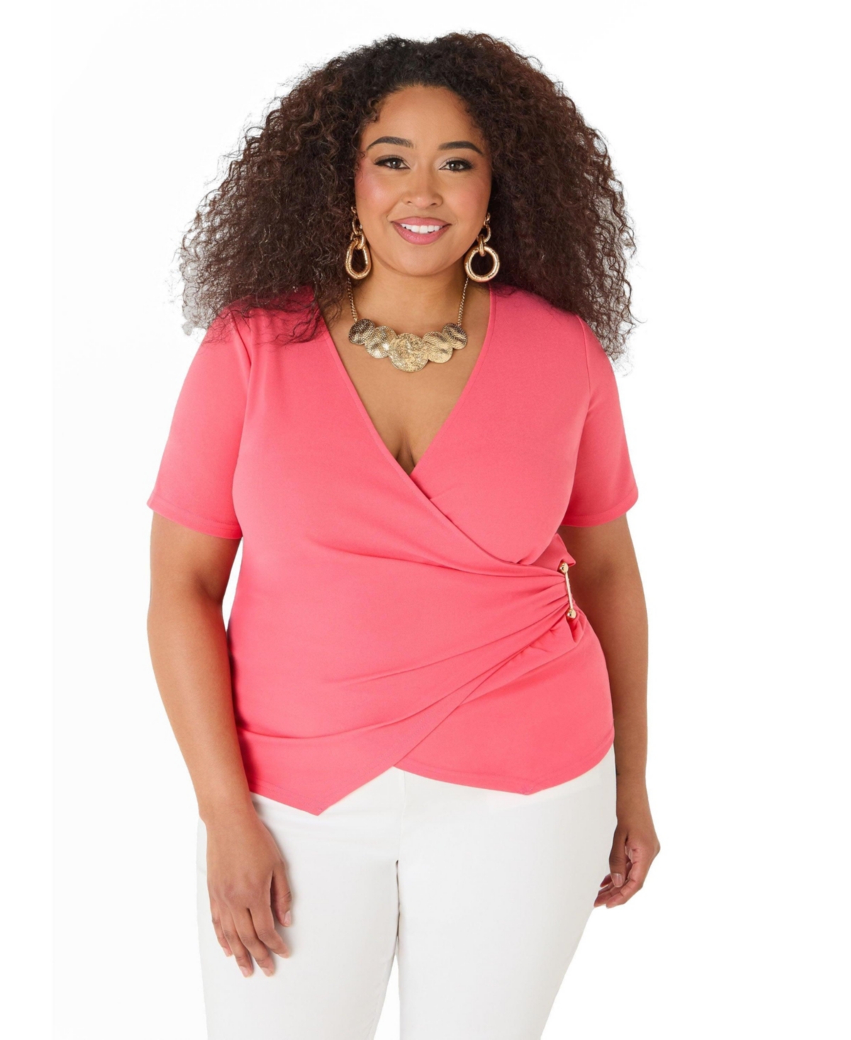 Click here for Ashley Stewart Plus Size Embellished Faux Wrap Wom... prices