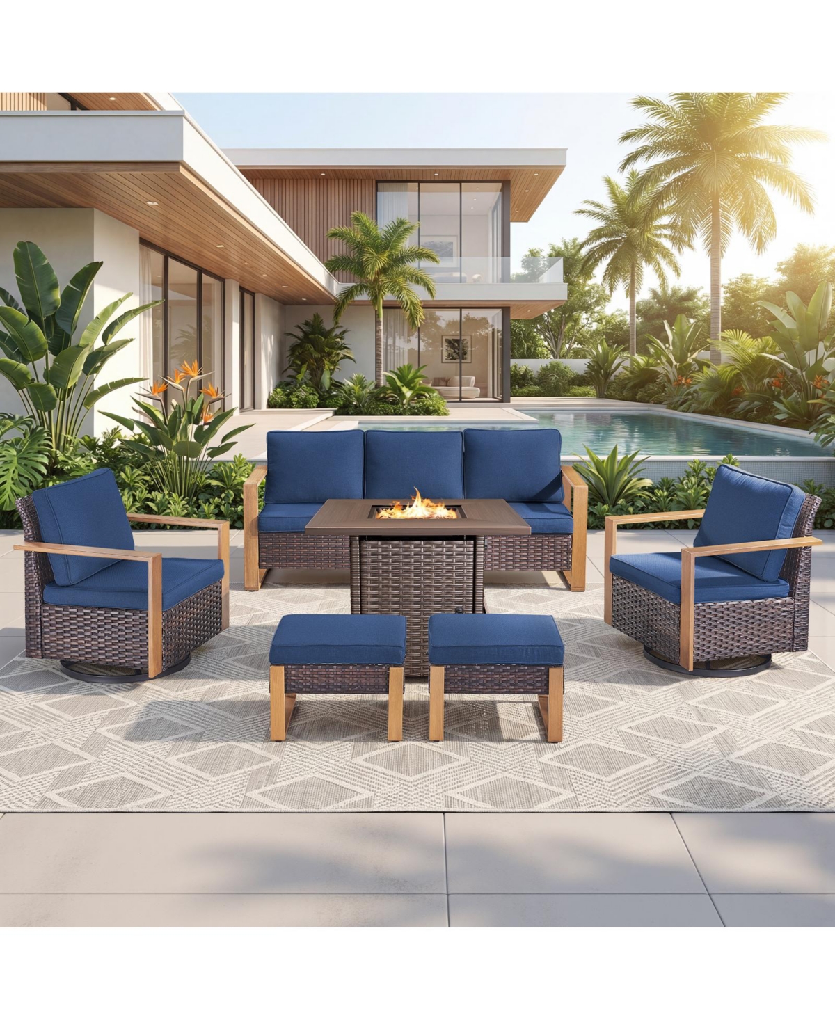 Click here for Pocassy 6-Piece Wicker Patio Furniture Set  Wicker... prices