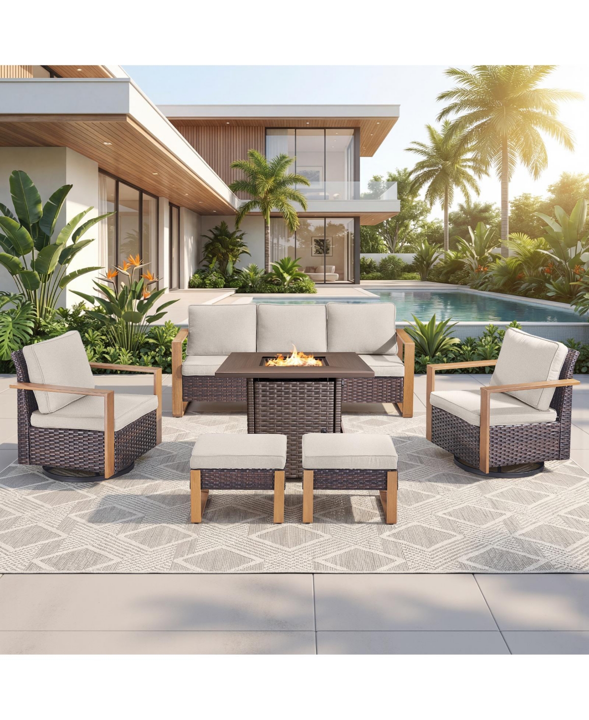 Click here for Pocassy 6-Piece Wicker Patio Furniture Set  Wicker... prices