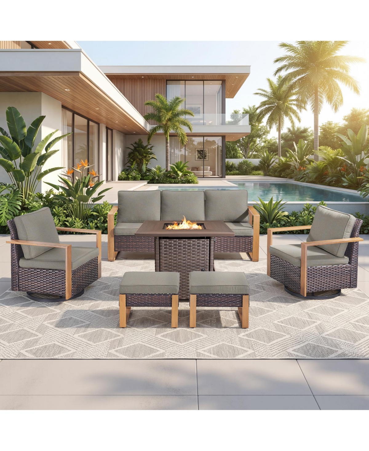 Click here for Pocassy 6-Piece Wicker Patio Furniture Set  Wicker... prices