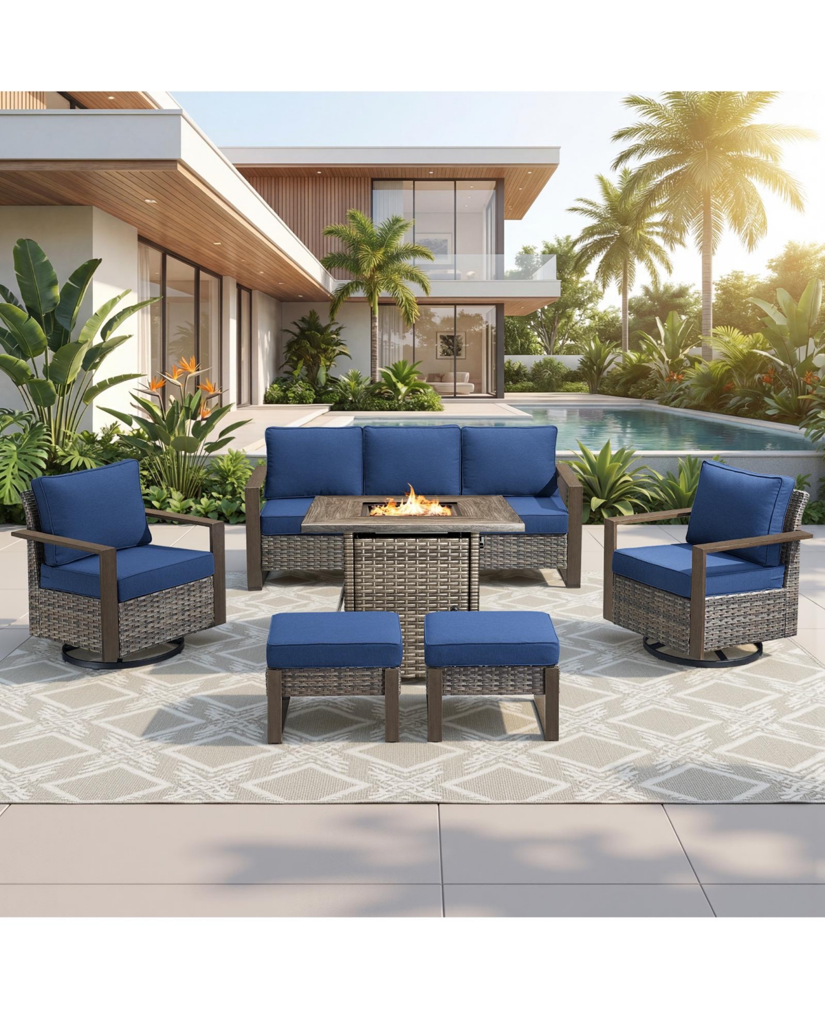Click here for Pocassy 6-Piece Wicker Patio Furniture Set  Wicker... prices