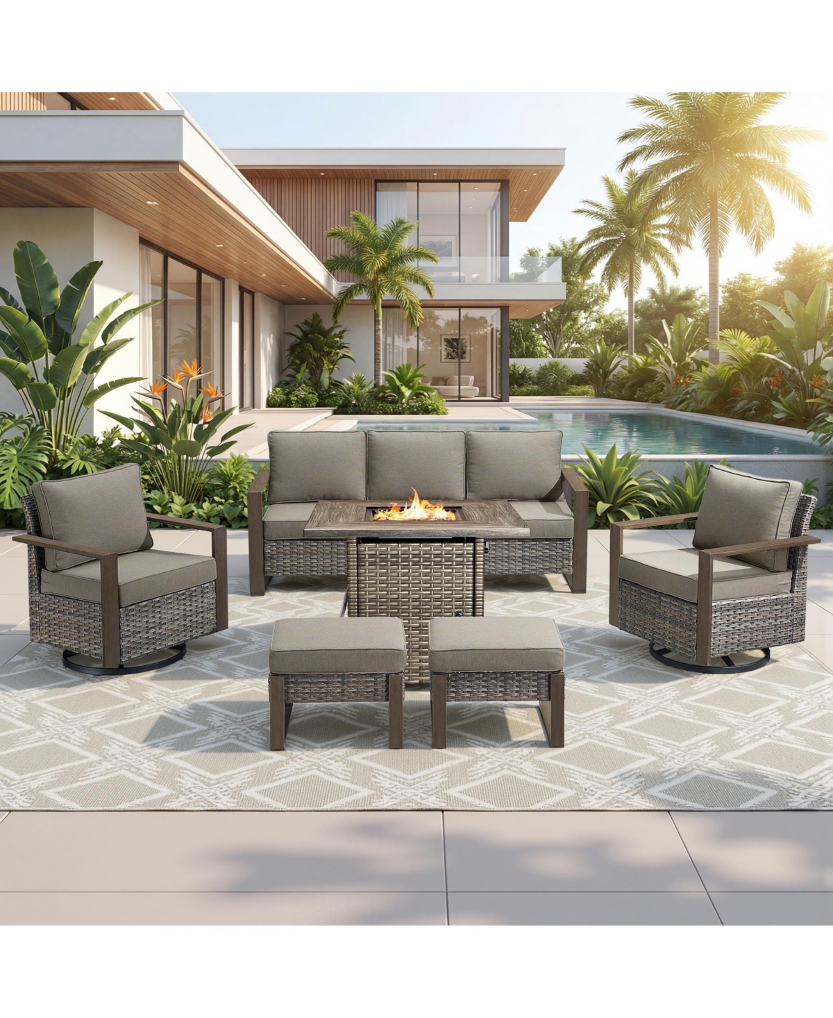 Click here for Pocassy 6-Piece Wicker Patio Furniture Set  Wicker... prices