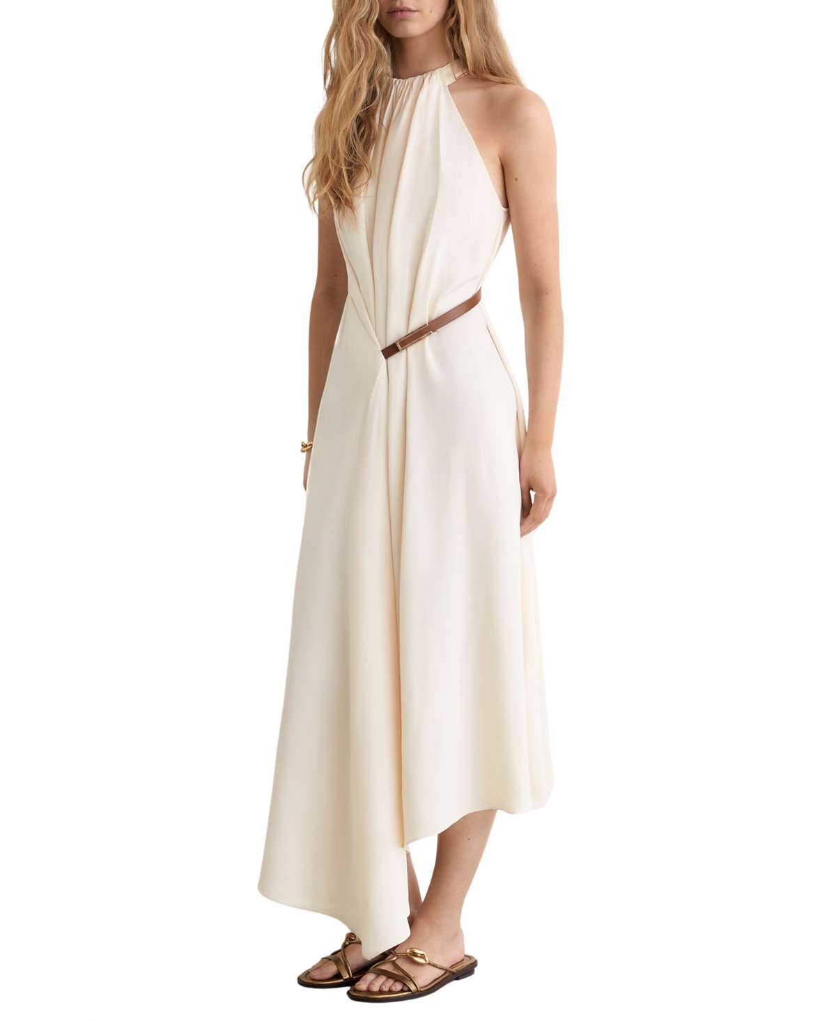 Click here for Reiss Womens Evie Halterneck Dress - Ivory prices