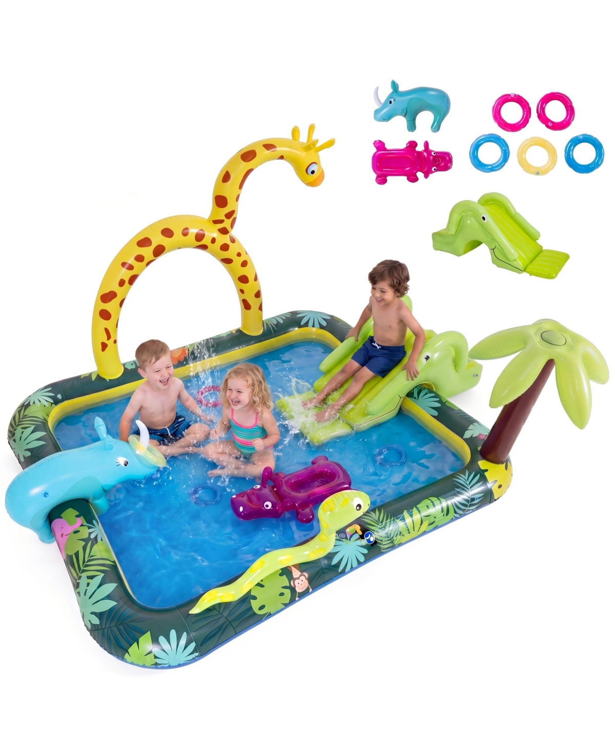 Click here for Aofar Inflatable Pool Jungle Slide Splash Pad Wate... prices
