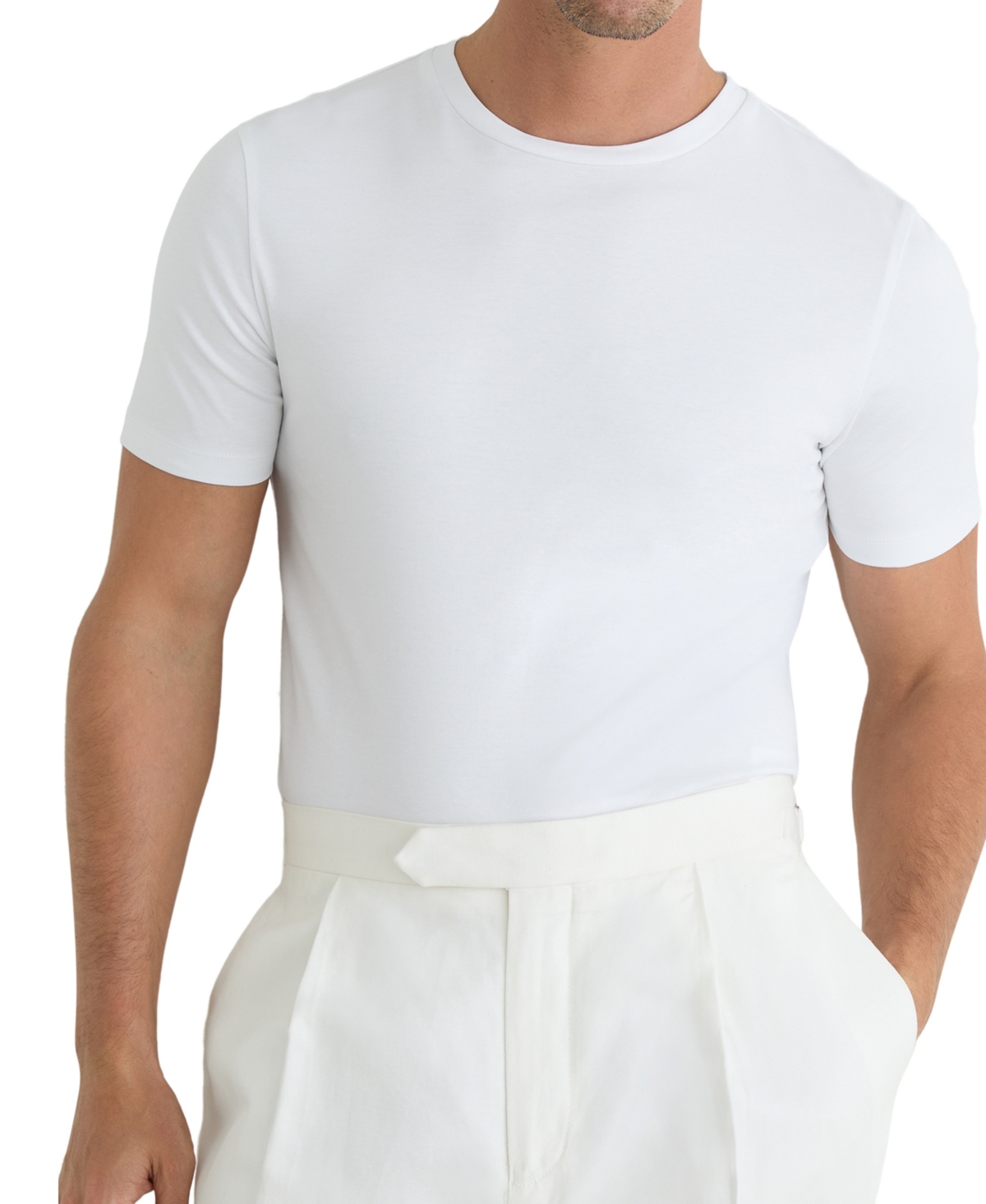 Click here for Reiss Mens Brad Airwater Muscle Fit T-Shirt - Whit... prices