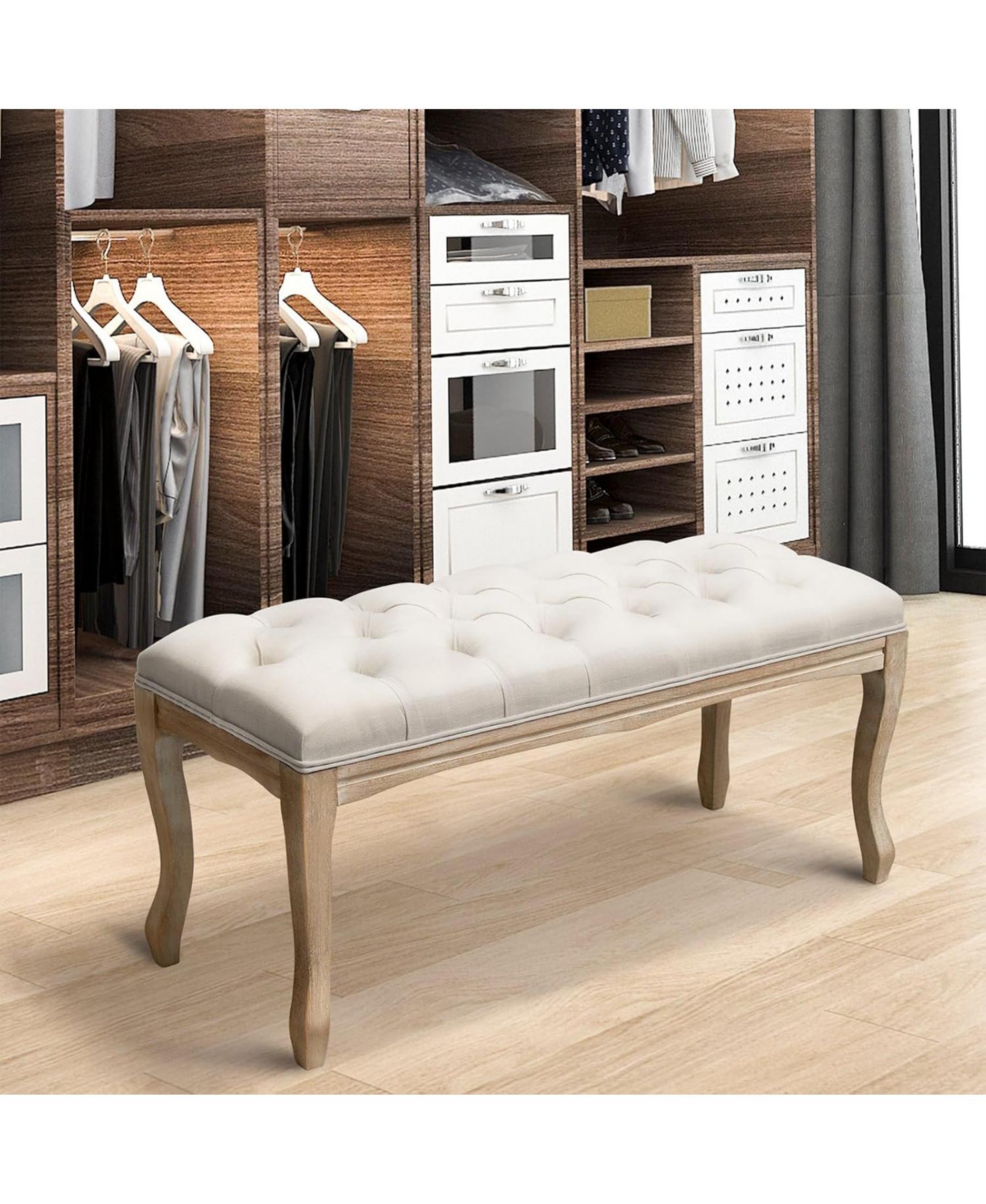 Click here for Rainsken Upholstered End of Bed Bench  Linen Ottom... prices