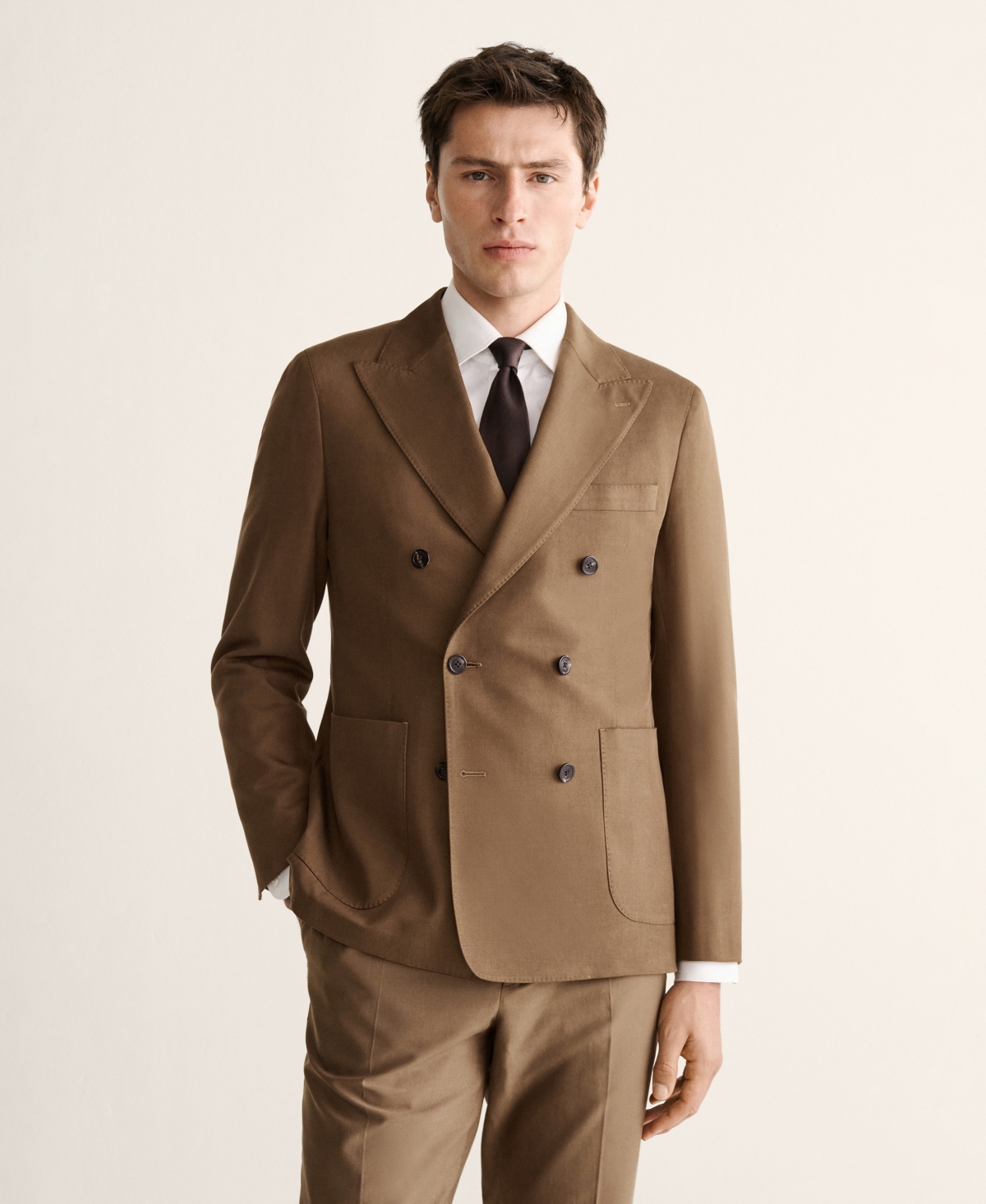 Click here for Mango Mens Double-Breasted Lyocell and Cotton Suit... prices