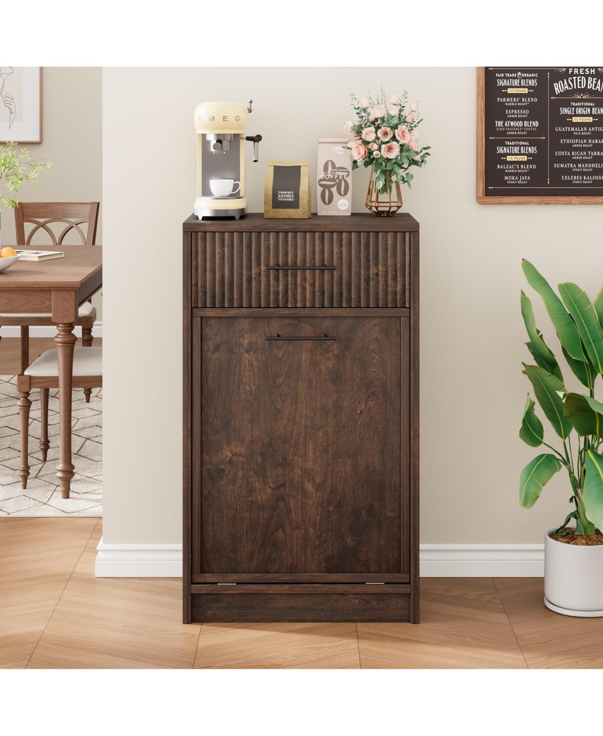 Click here for homfan Fluted Tilt Out Hidden Garbage Cabinet with... prices