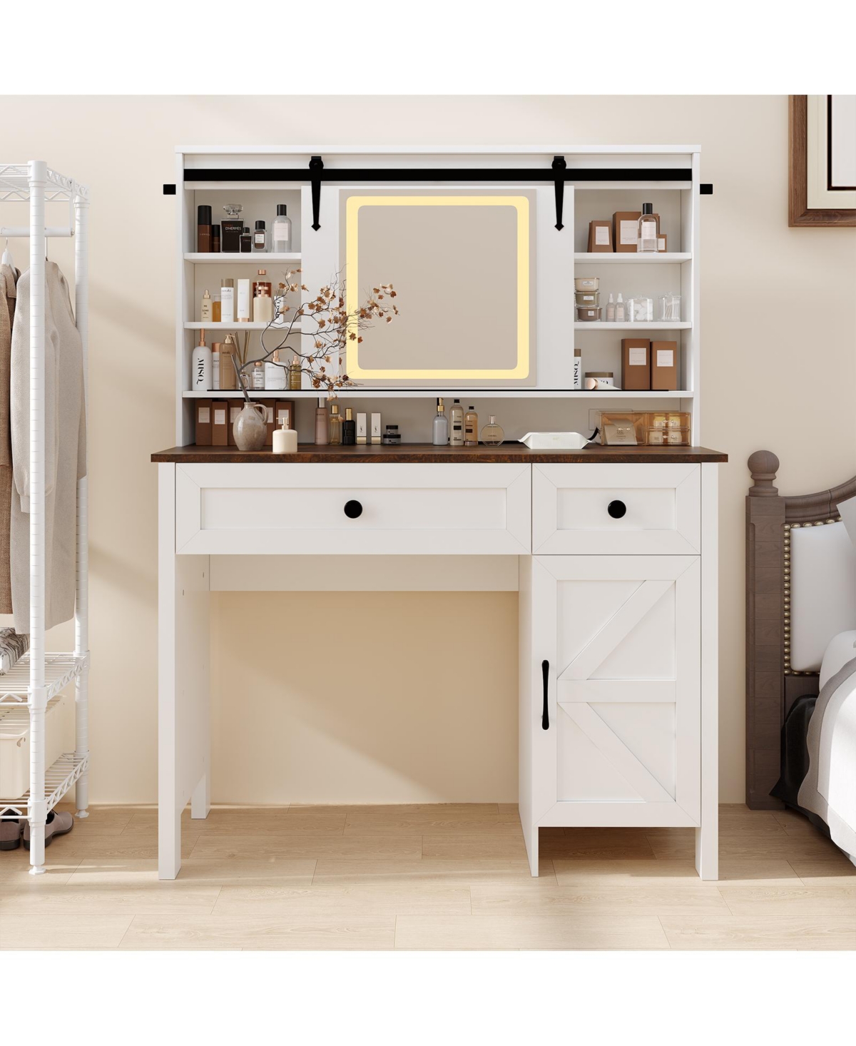 Click here for homfan Makeup Vanity Desk with Led Mirror  Chargin... prices