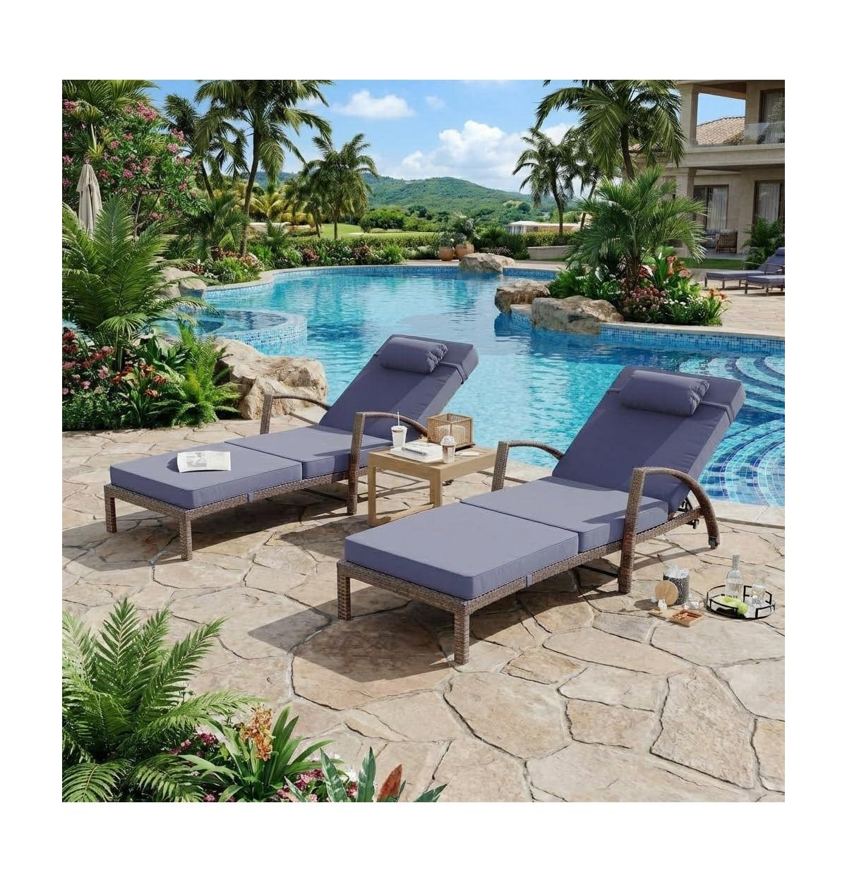 Click here for GarveeLife Set of 2 Outdoor Chaise Lounge Chairs w... prices
