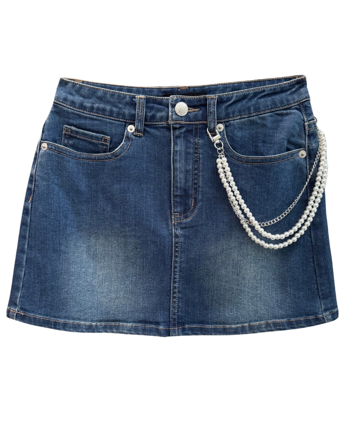 Click here for With Jules Girls 7-16 Denim Chain Detail Mini Skir... prices