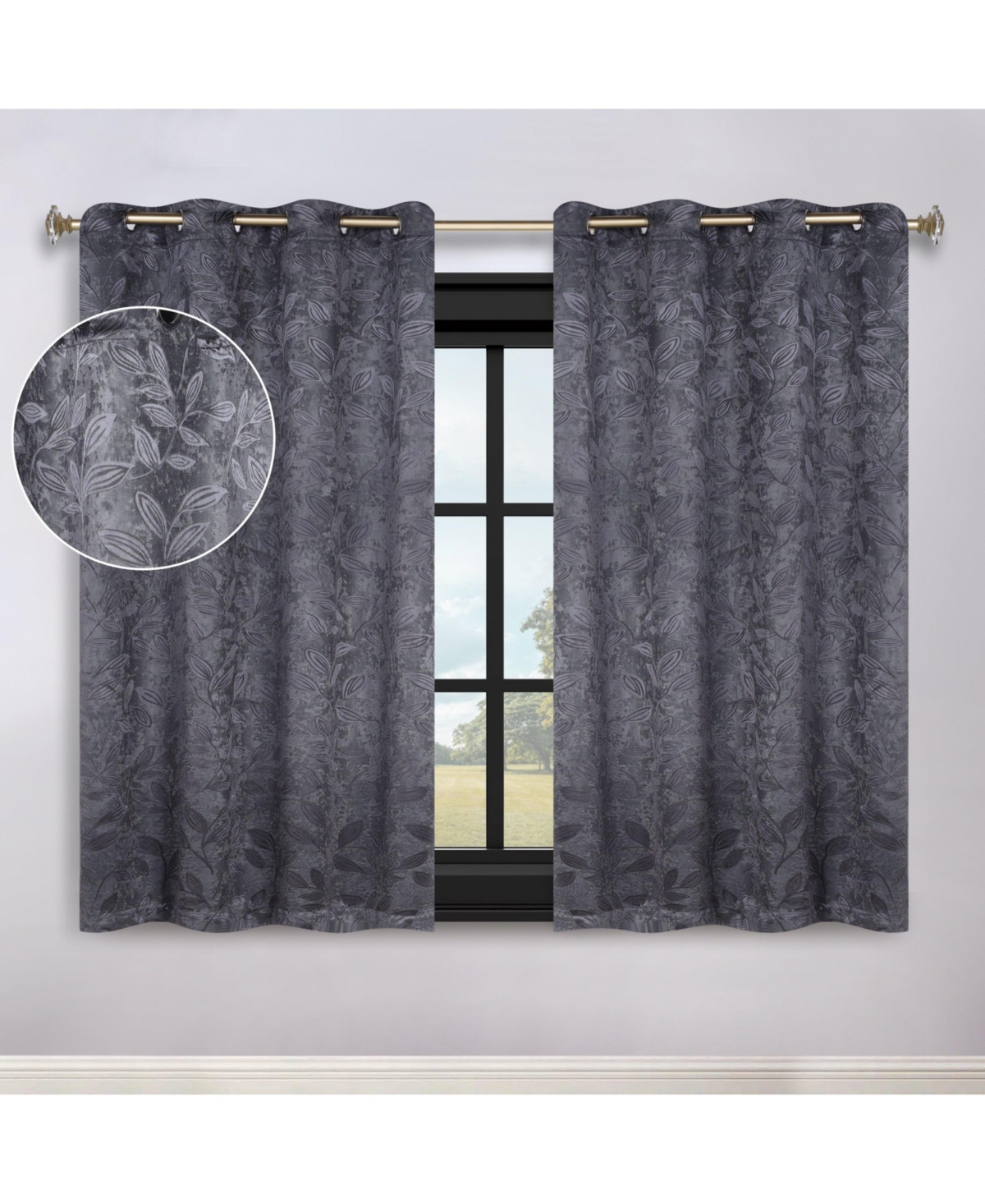 Click here for Superior Modern Leaves Room Darkening Grommet Top... prices