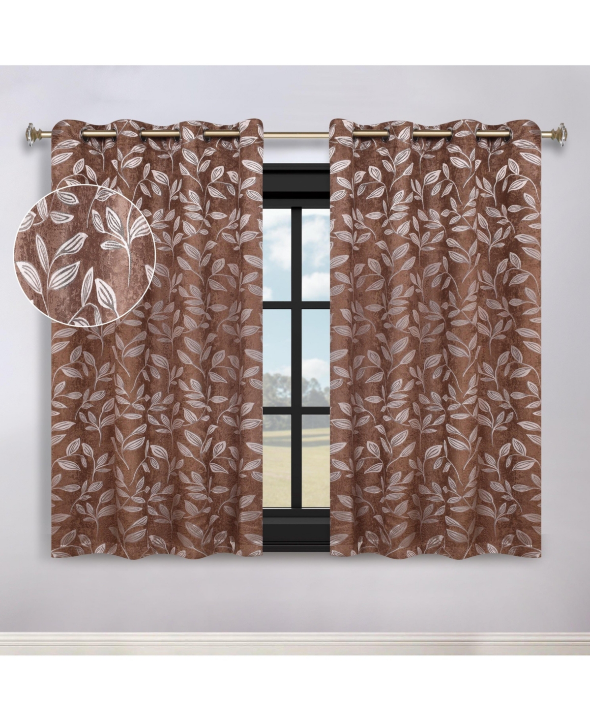 Click here for Superior Modern Leaves Room Darkening Grommet Top... prices