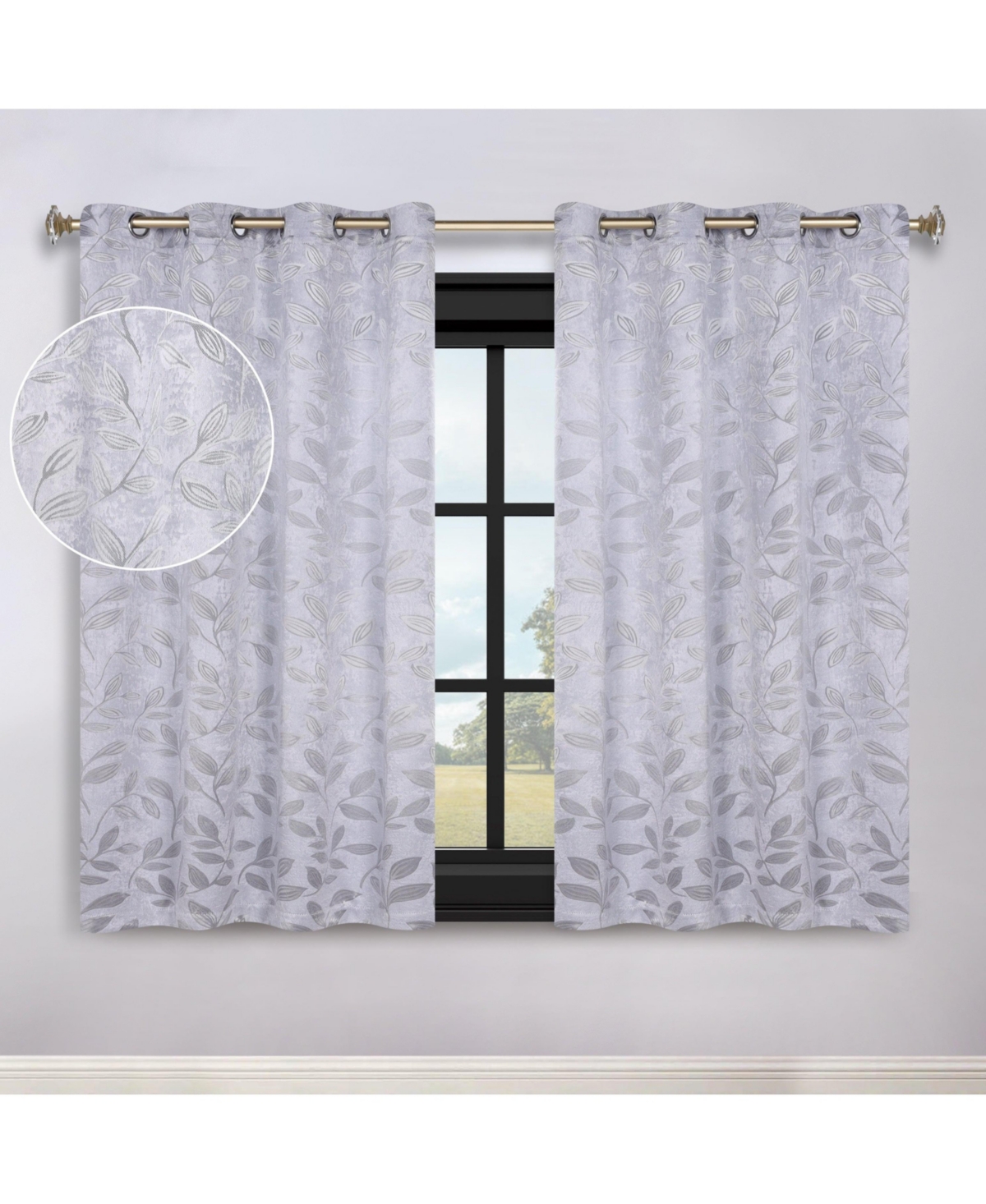 Click here for Superior Modern Leaves Room Darkening Grommet Top... prices
