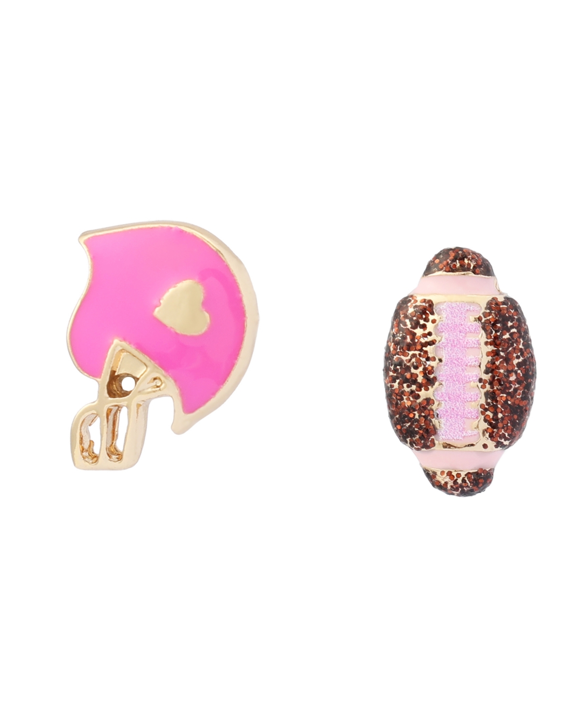 Click here for Betsey Johnson Pink Betsey Ball Football Stud Earr... prices