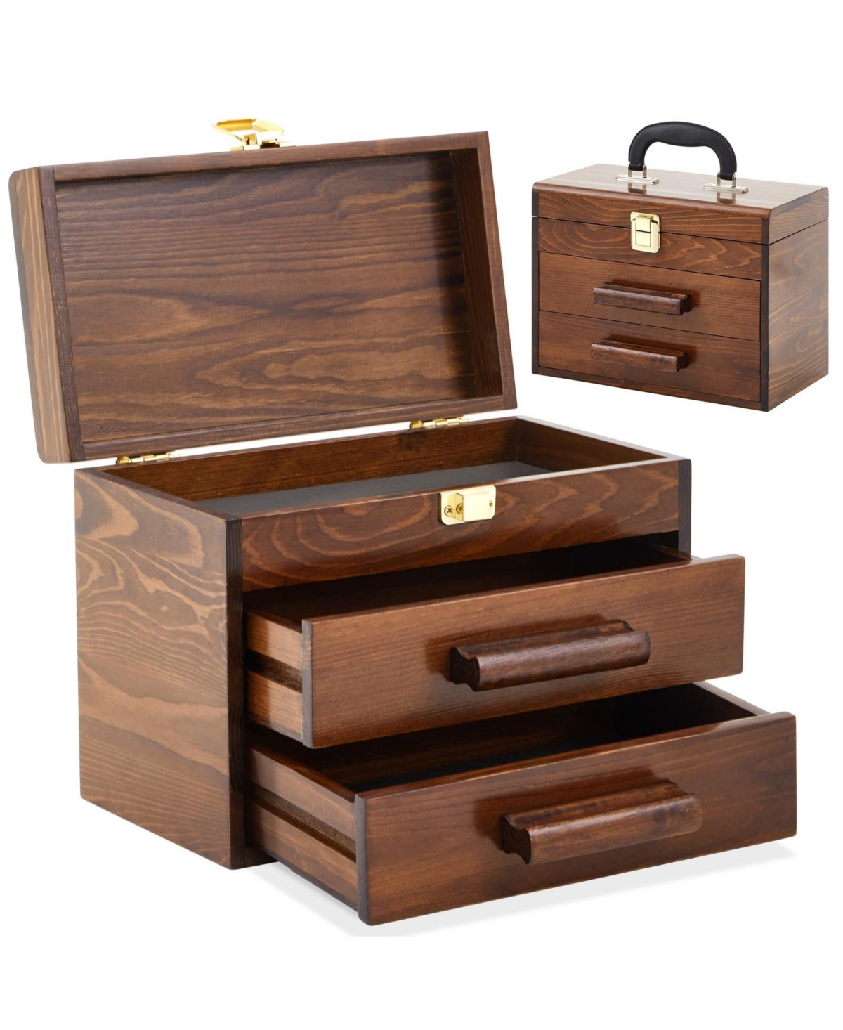 Click here for Xdovet Mini Wooden Tool Box 2 Drawers Metal Latch... prices