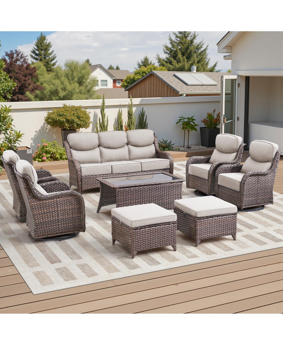 Click here for Pocassy 8 Piece Patio Furniture Sets with 3-Seat S... prices