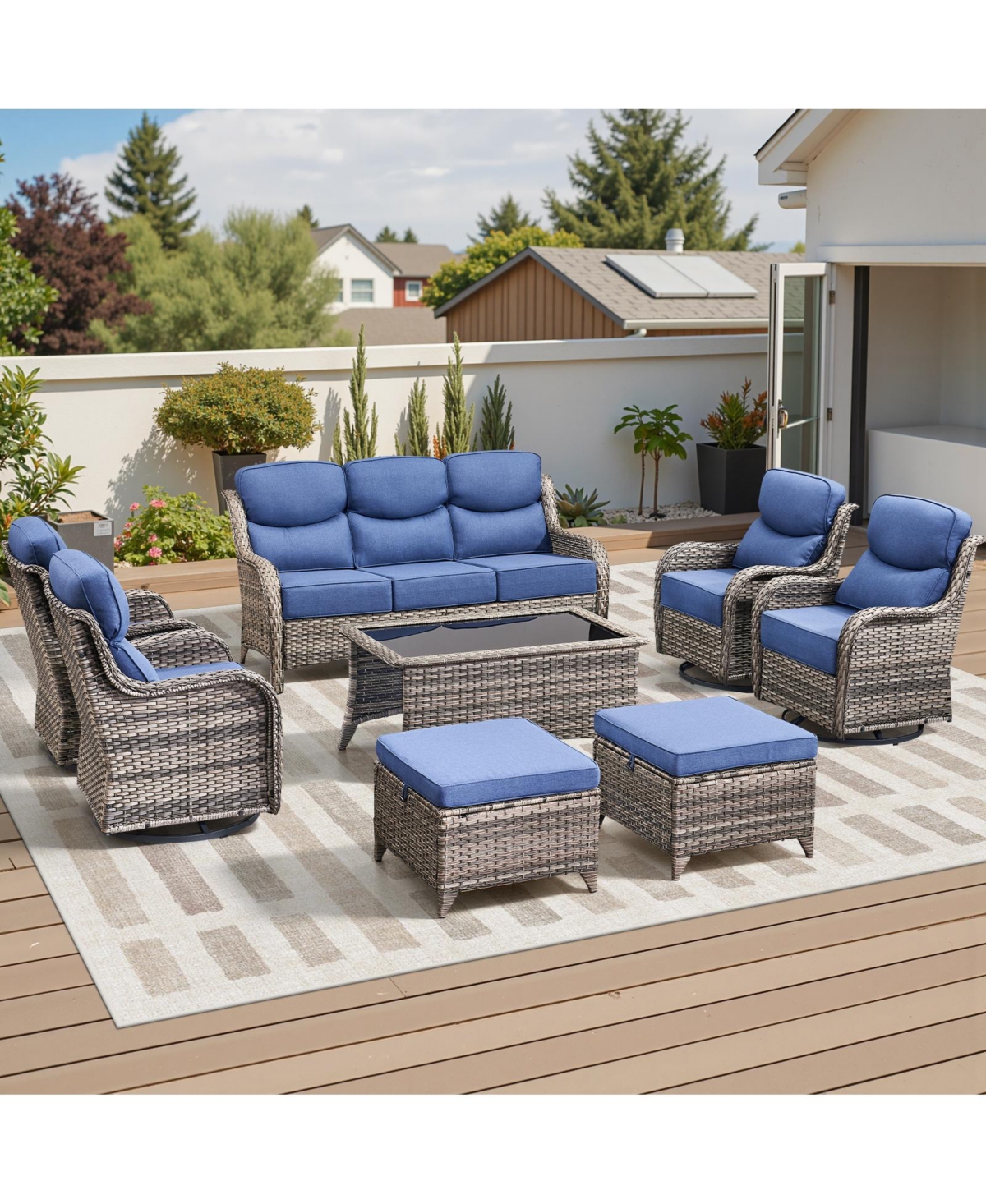 Click here for Pocassy 8 Piece Patio Furniture Sets with 3-Seat S... prices