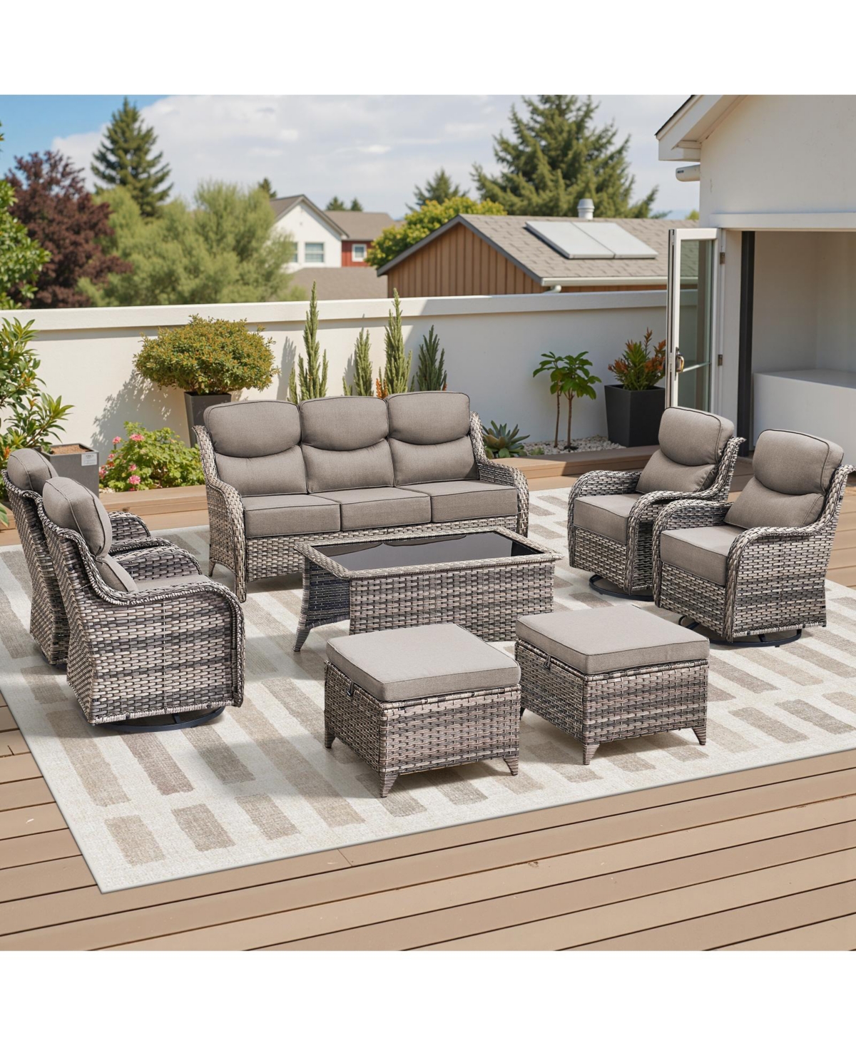 Click here for Pocassy 8 Piece Patio Furniture Sets with 3-Seat S... prices