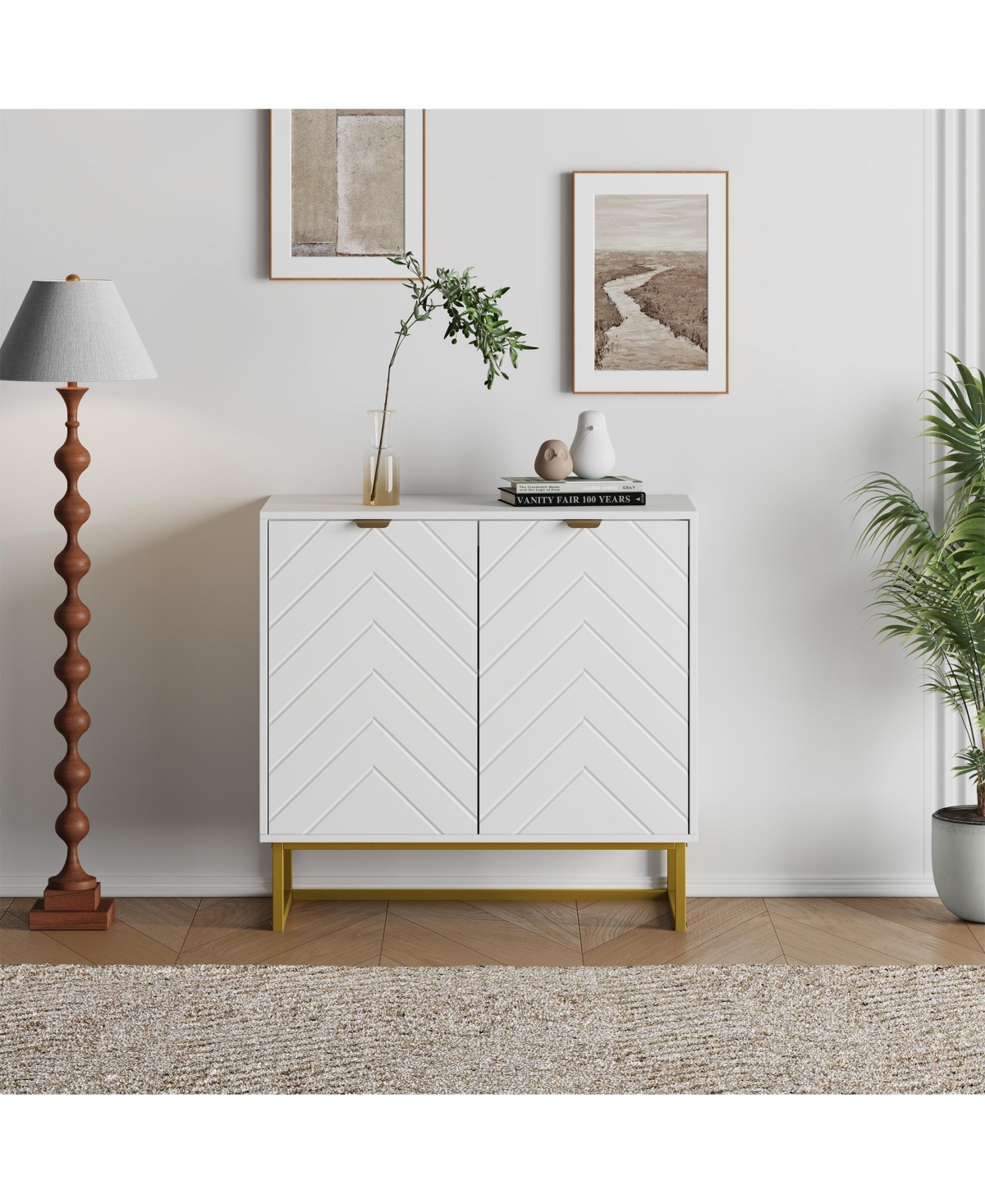 Click here for homfan Modern Herringbone Sideboard Buffet with Ha... prices