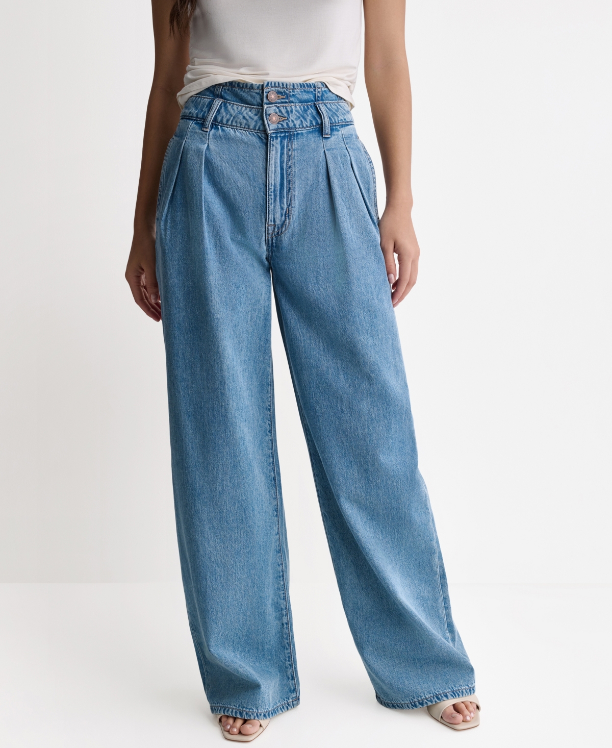 Click here for Bcbg Wide-Leg with Double Waist Band Jeans - Authe... prices