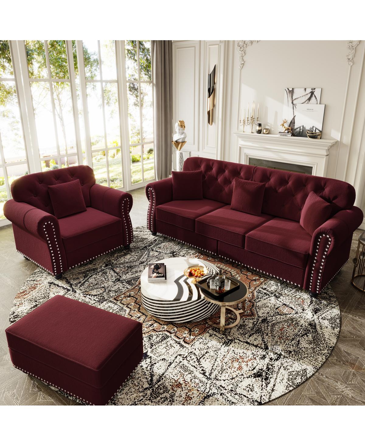 Click here for Streamdale Furniture Velvet Chesterfield Sofa with... prices