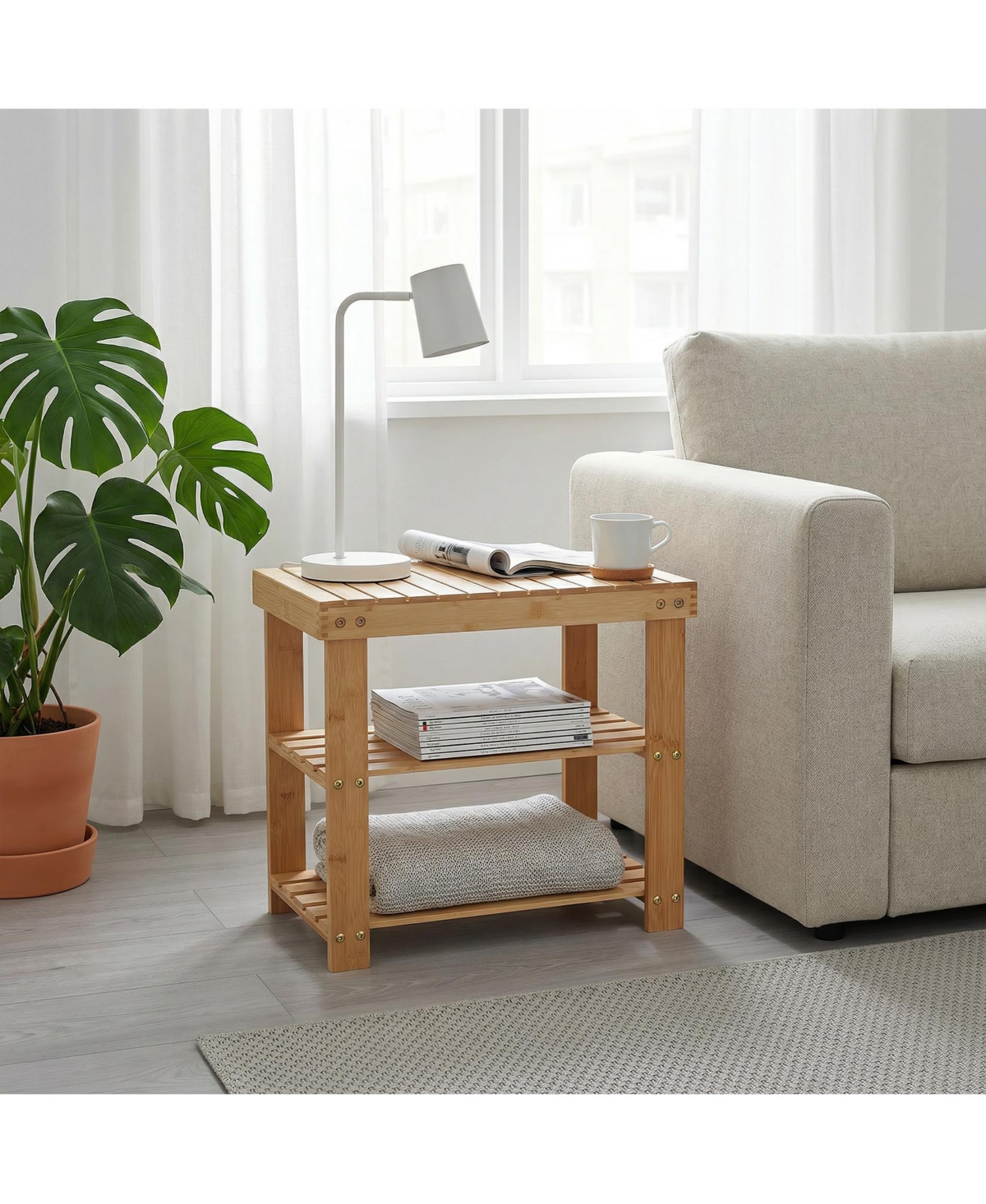 Click here for homfan 3-Tier Bamboo Shoe Rack Bench  20 Entryway... prices