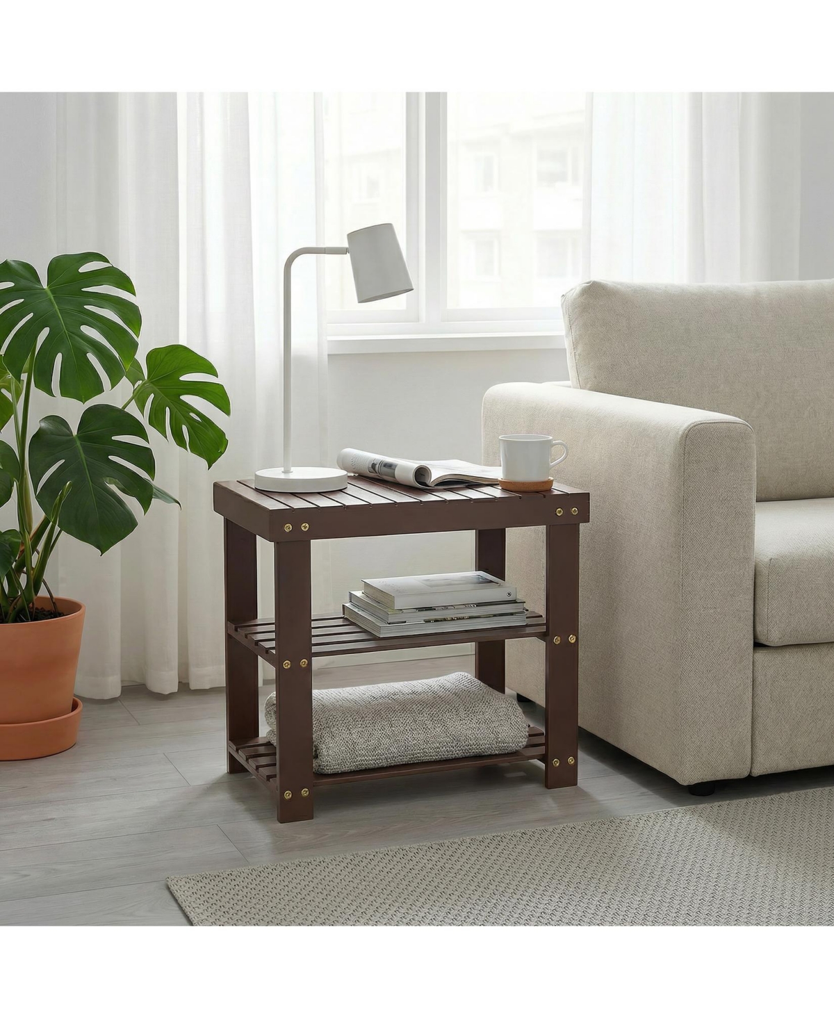Click here for homfan 3-Tier Bamboo Shoe Rack Bench  20 Entryway... prices