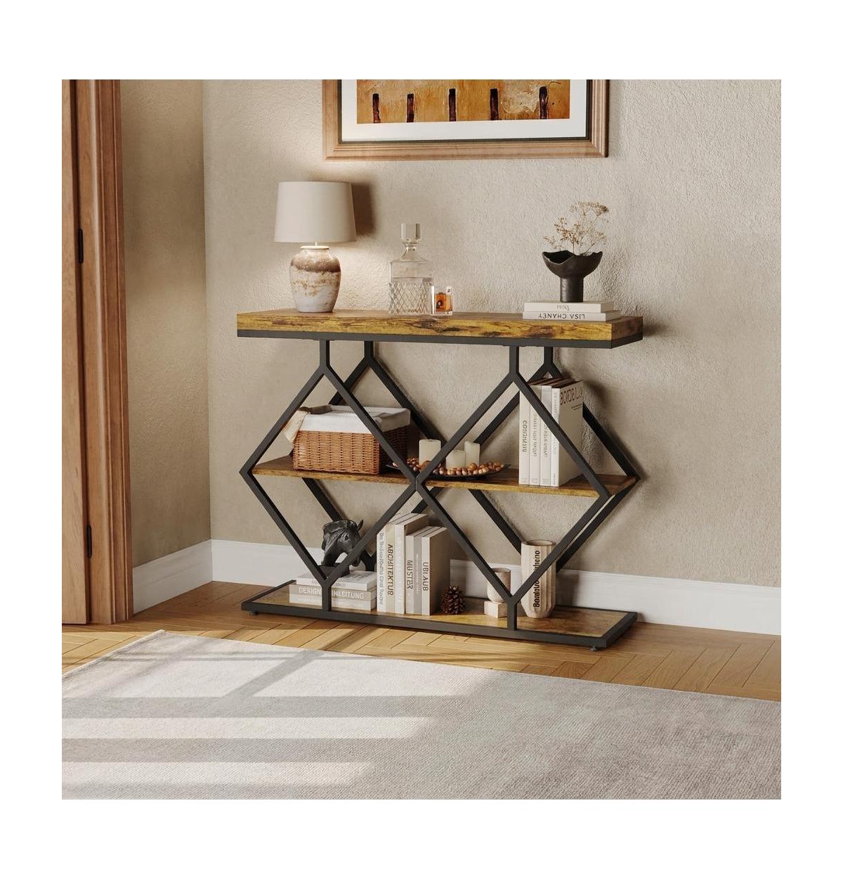Click here for homfan Farmhouse 3-Tier Console Table with Open Sh... prices