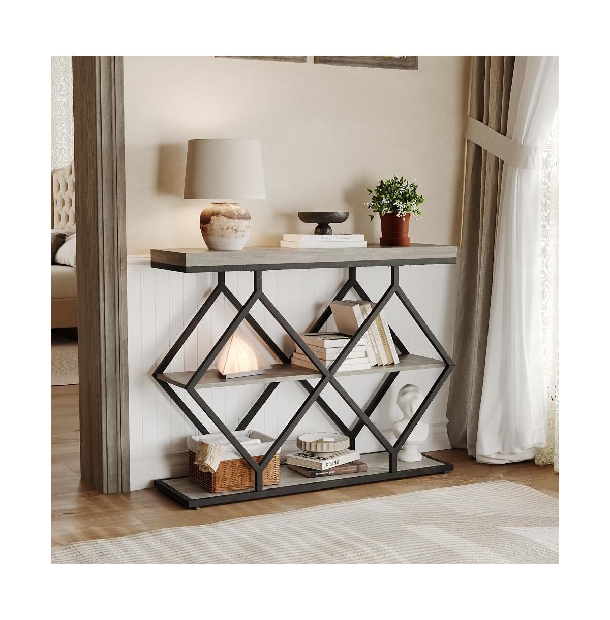Click here for homfan Farmhouse 3-Tier Console Table with Open Sh... prices
