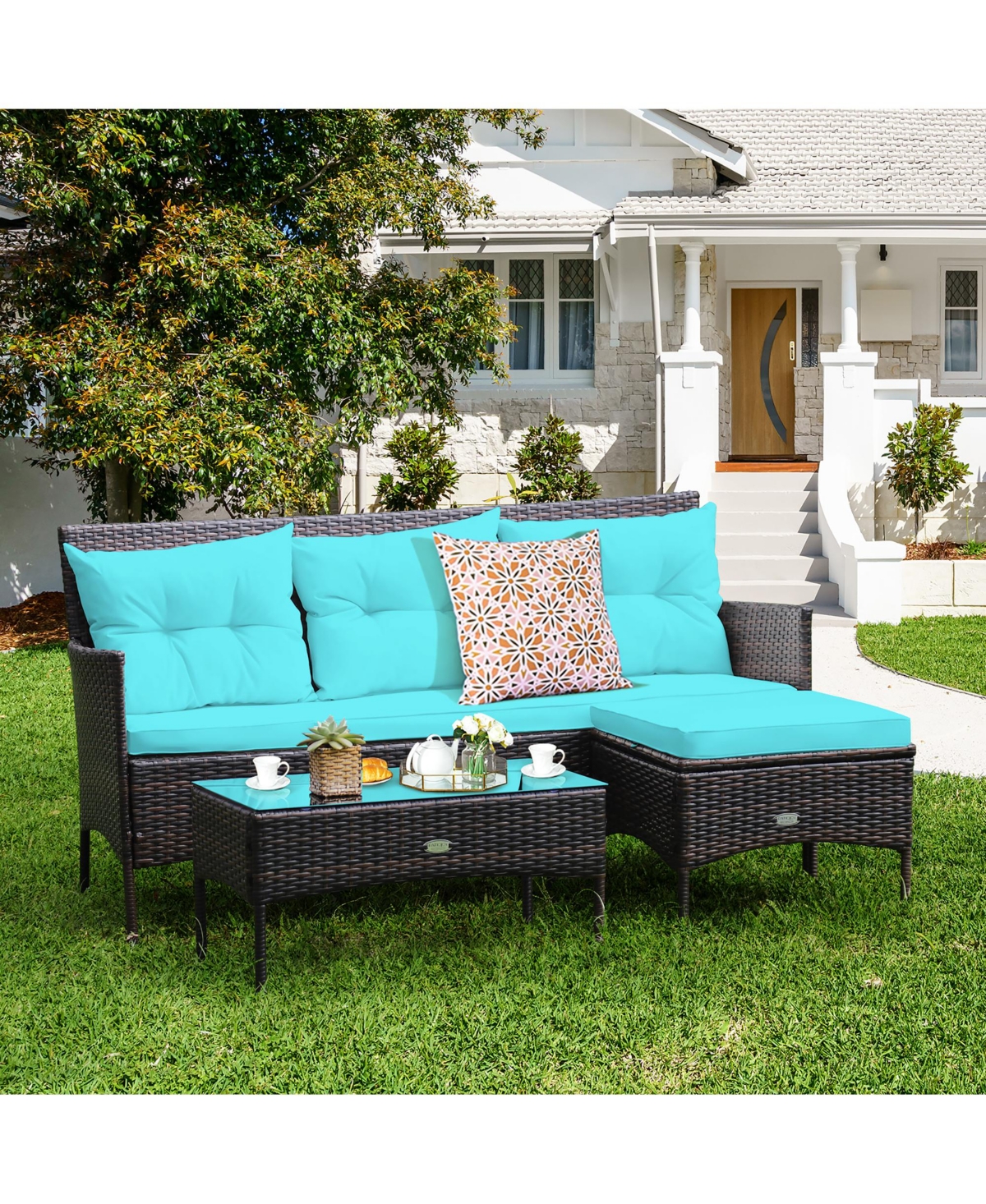 Click here for Costway 3PCS Patio Rattan Furniture Set 3-Seat Sof... prices