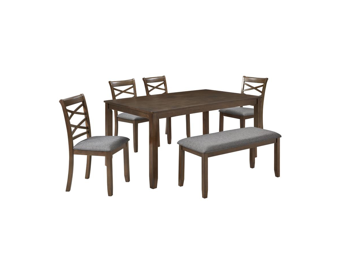 Click here for sumyeg Walnut Modern 6-Piece Dining Set with Recta... prices