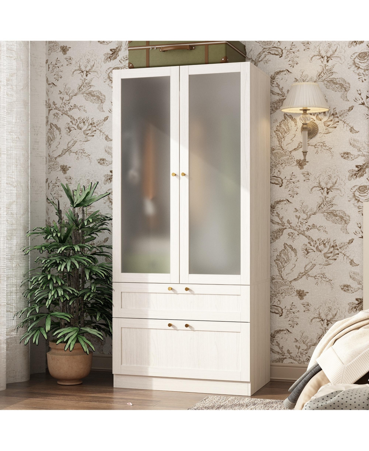Click here for Homsee 2-Door 2-Drawer Wardrobe - Frosted Glass Cl... prices