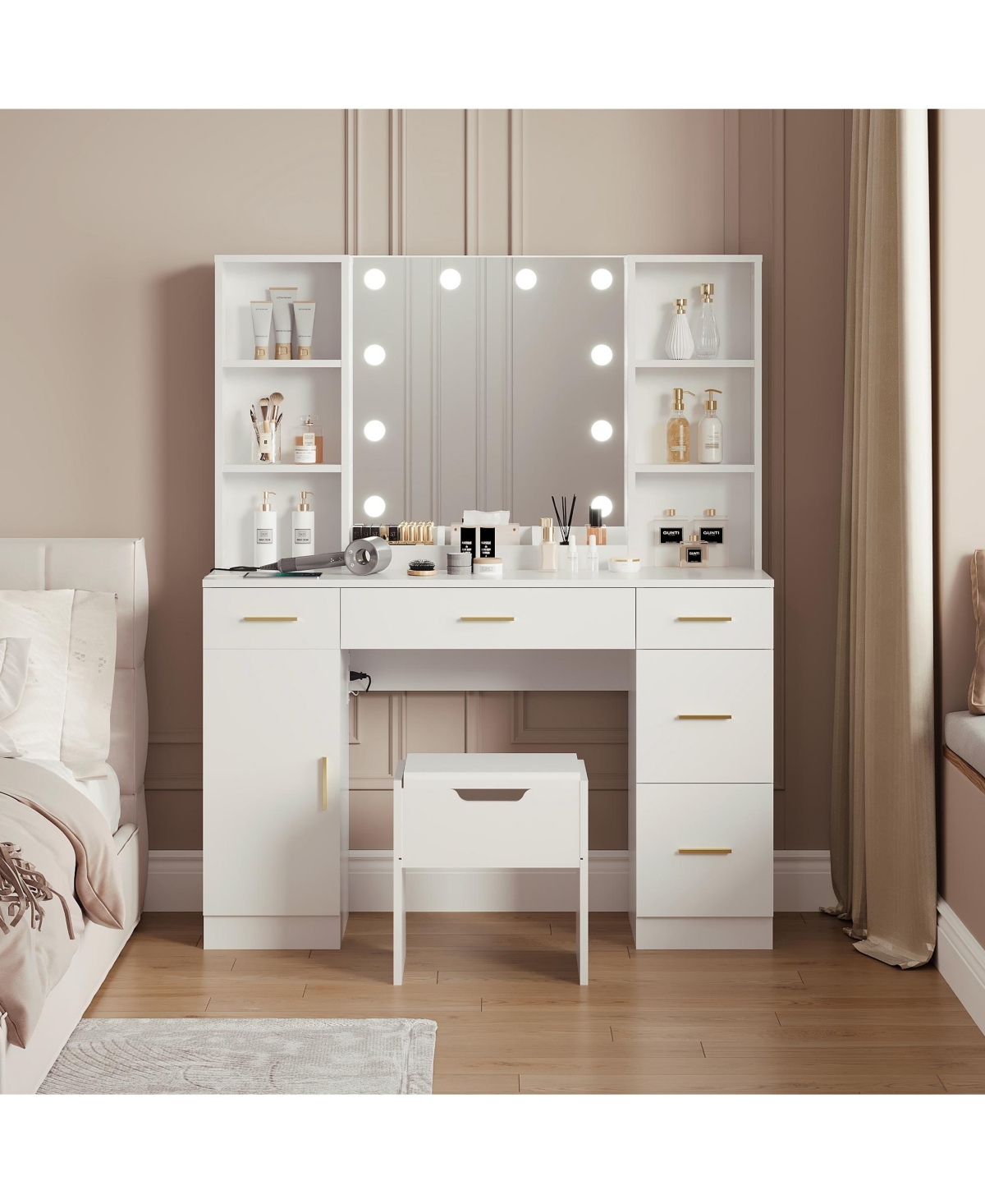Click here for homfan Vanity Desk with Led Lighted Mirror  10 Led... prices