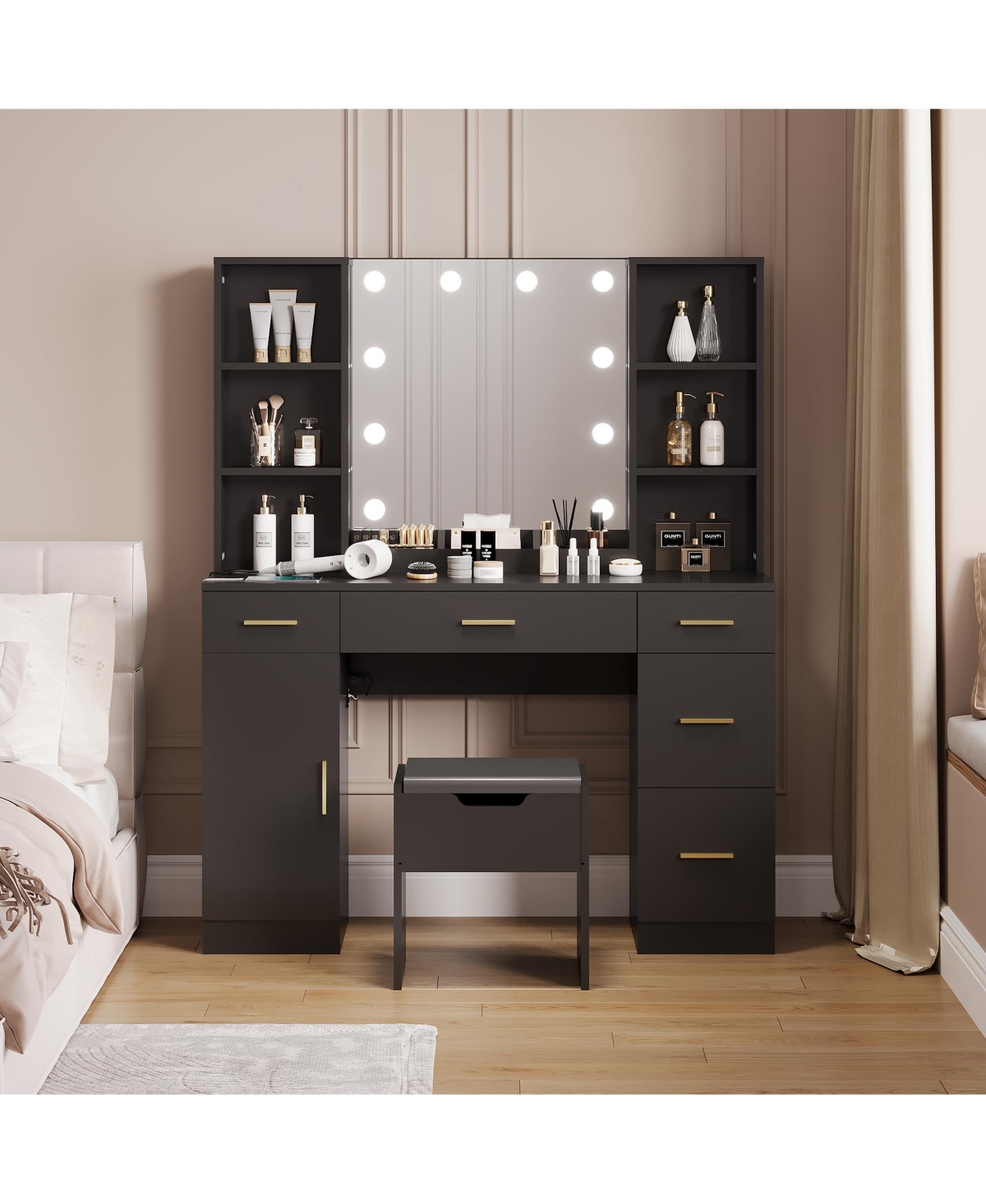 Click here for homfan Vanity Desk with Led Lighted Mirror  10 Led... prices