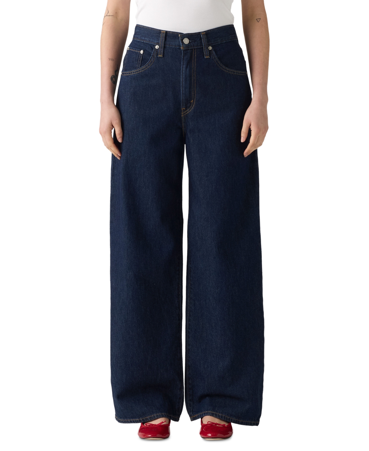 Click here for Levis Womens Cinch-Waist Lightweight Baggy Jeans -... prices