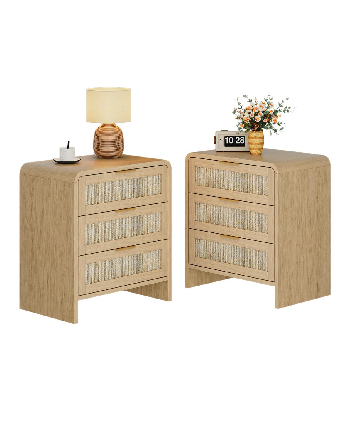 Click here for Streamdale Furniture Set of 2 Rattan 3-Drawer Nigh... prices