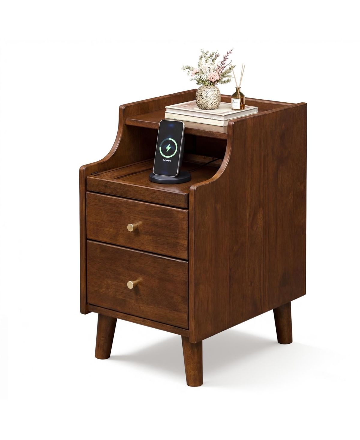 Click here for Gymax Wood Nightstand w/ 2 Drawers Narrow Bedside... prices