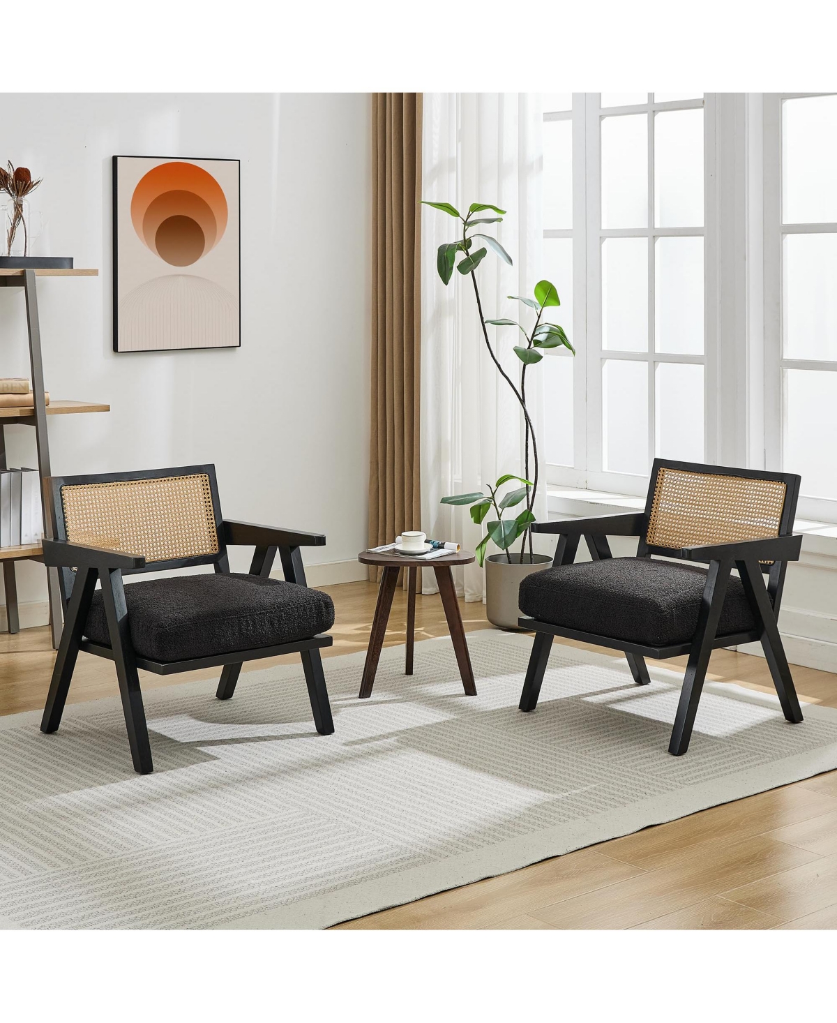 Click here for homfan Set of 2 Mid-Century Accent Chairs  Wood wi... prices