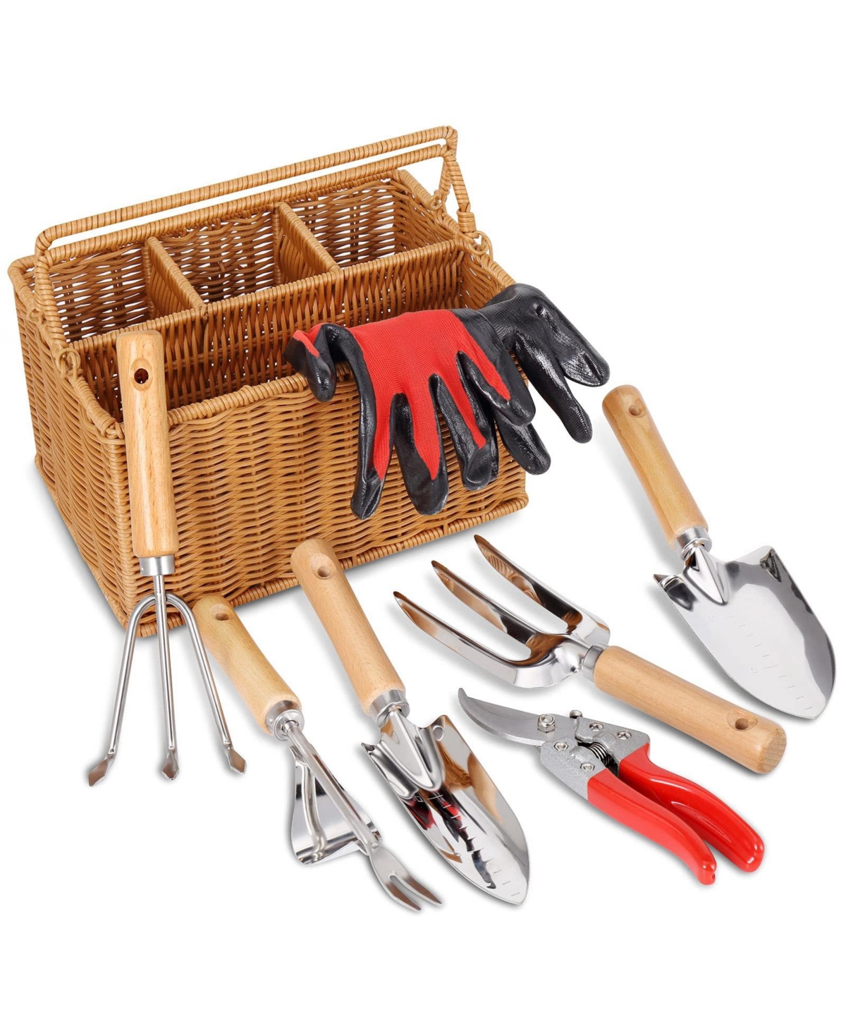 Click here for Xdovet Garden Tool Set Basket Stainless Steel Wood... prices