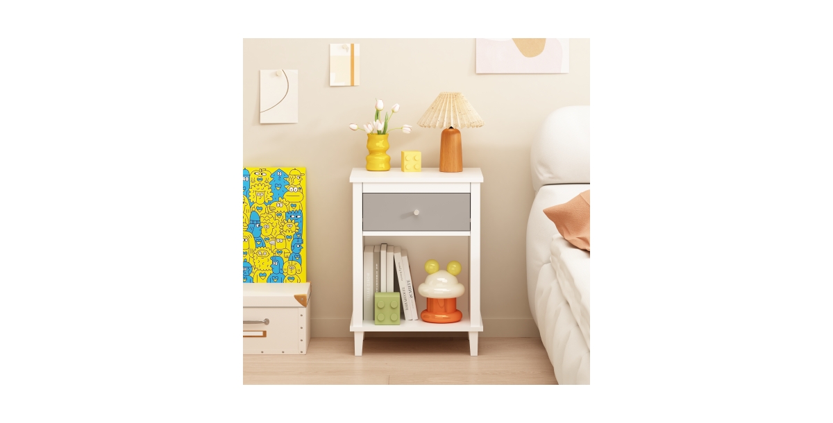 Click here for Lucky One 22.8W Nightstand with Drawer and Shelf -... prices