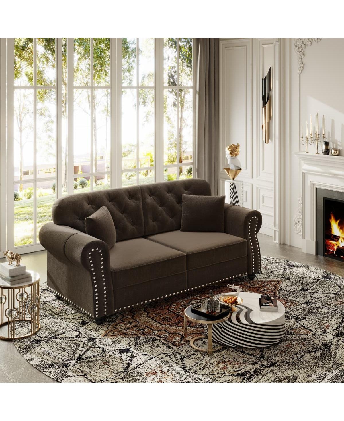 Click here for Maison Boucle Velvet Loveseat Sofa  Chesterfield T... prices